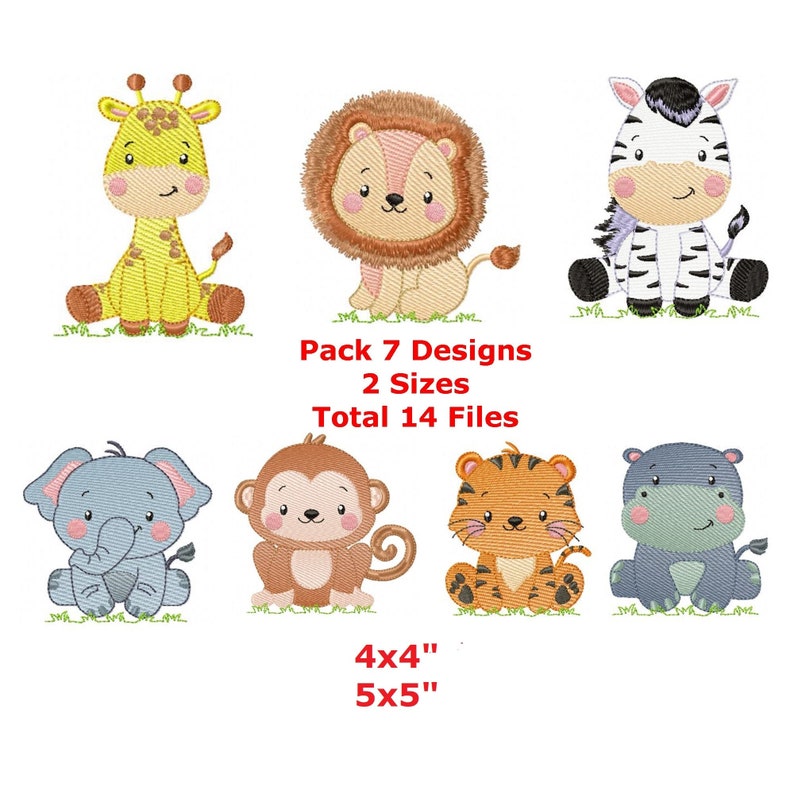 Safari Animals Embroidery Designs Machine Embroidery Pattern - Etsy Norway