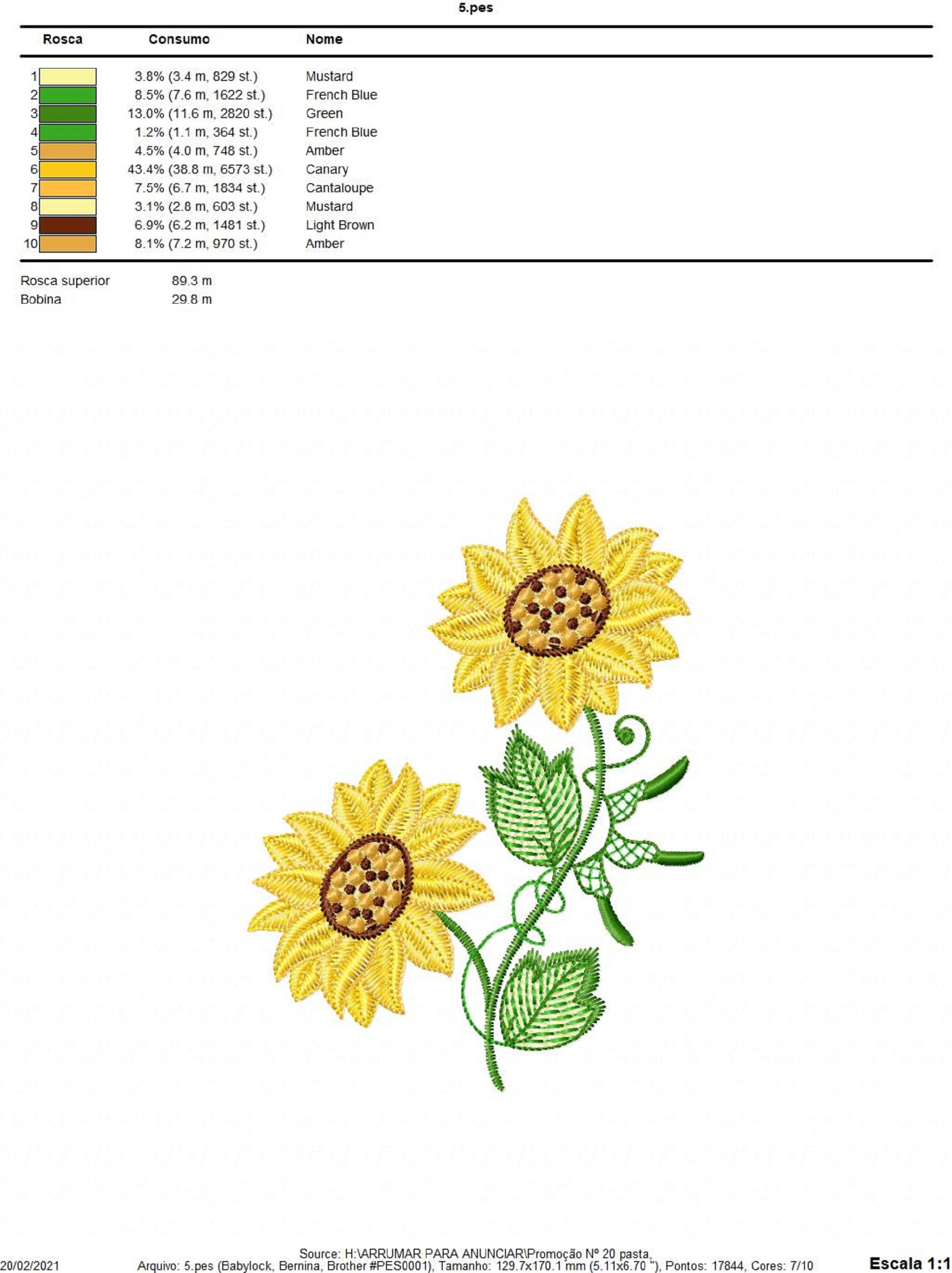 Sunflower Embroidery Designs Machine Embroidery Pattern - Instant ...