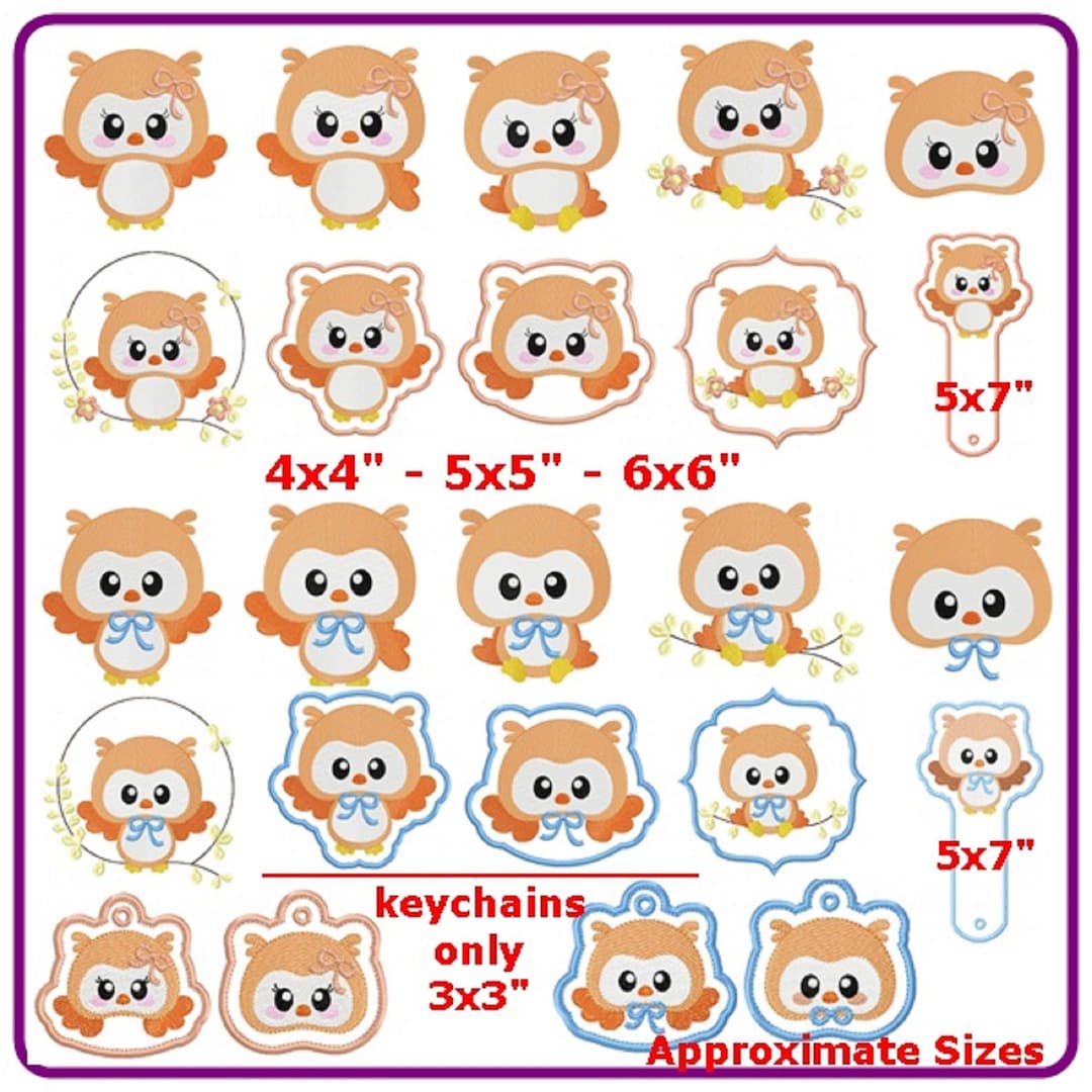 Owls Designs Machine Embroidery Pattern - Instant Download. - Etsy