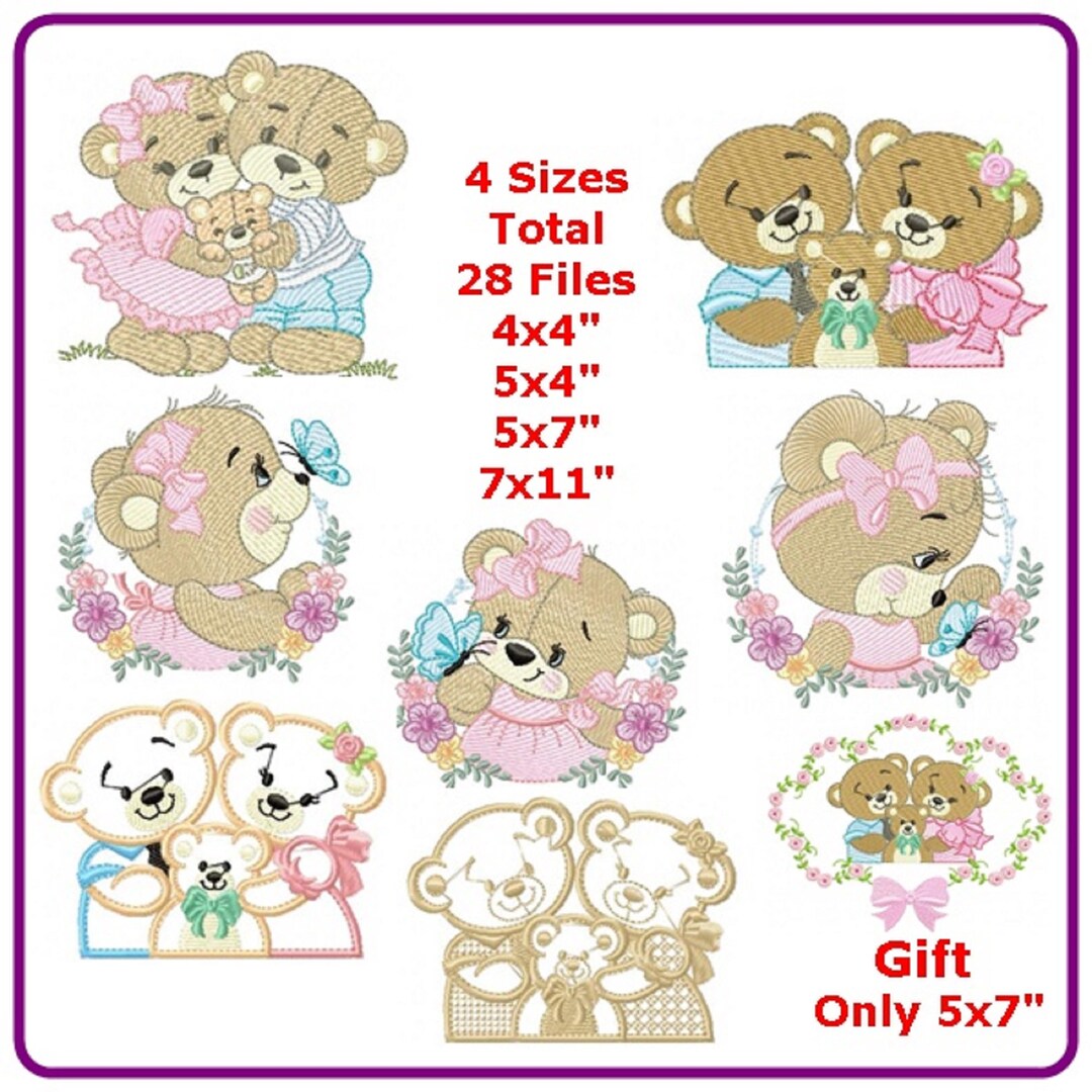 Family of Teddy Bears Embroidery Designs Machine Embroidery Pattern ...