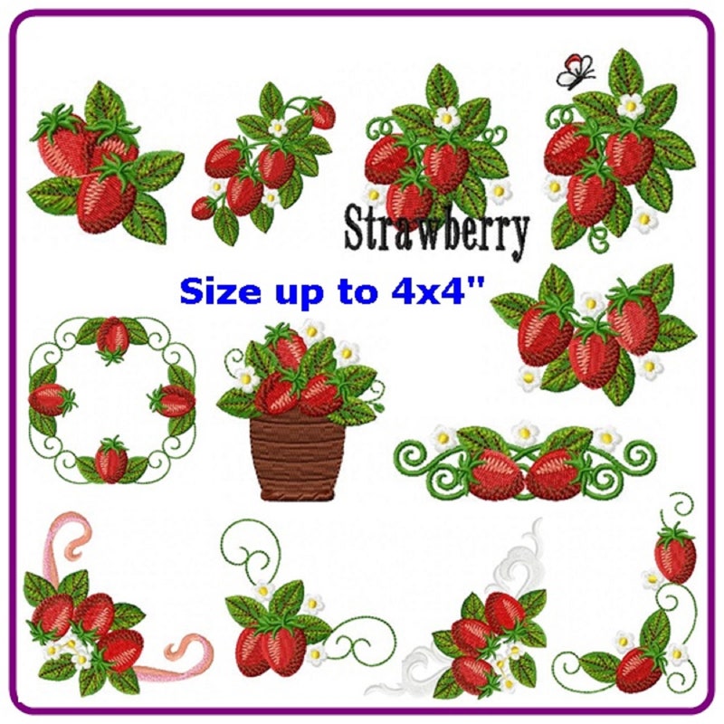 Strawberry Machine Embroidery Designs - Etsy