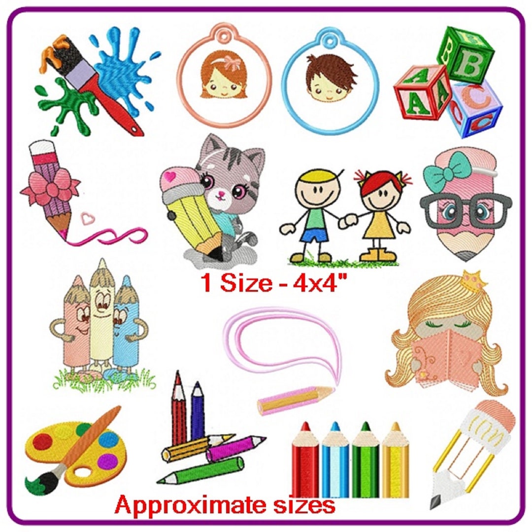 School Embroidery Designs Machine Embroidery Pattern - Instant Download ...