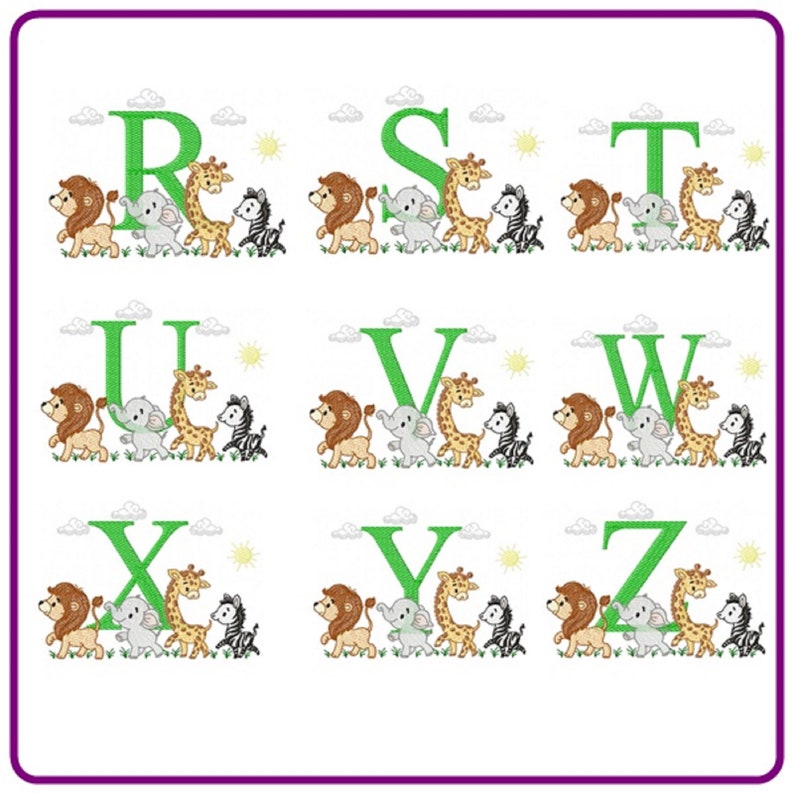 Safari Alphabet Embroidery Designs Machine Embroidery Pattern - Etsy