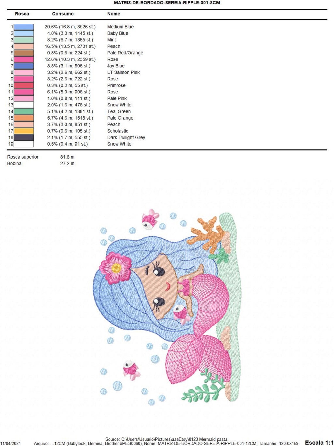 Mermaid Embroidery Designs Machine Embroidery Pattern - Instant ...