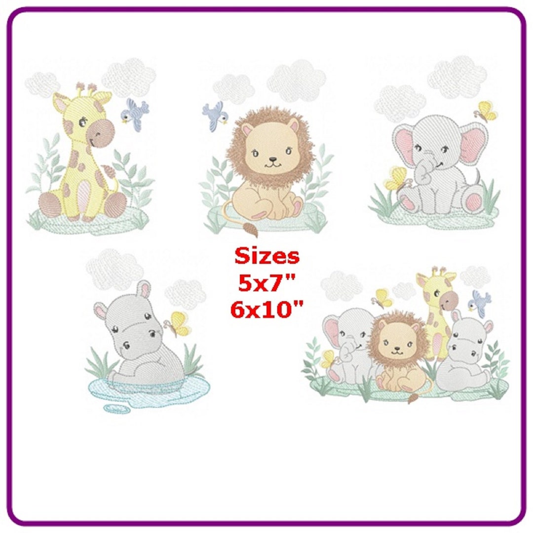 Safari Animals Embroidery Designs Machine Embroidery Pattern - Instant ...
