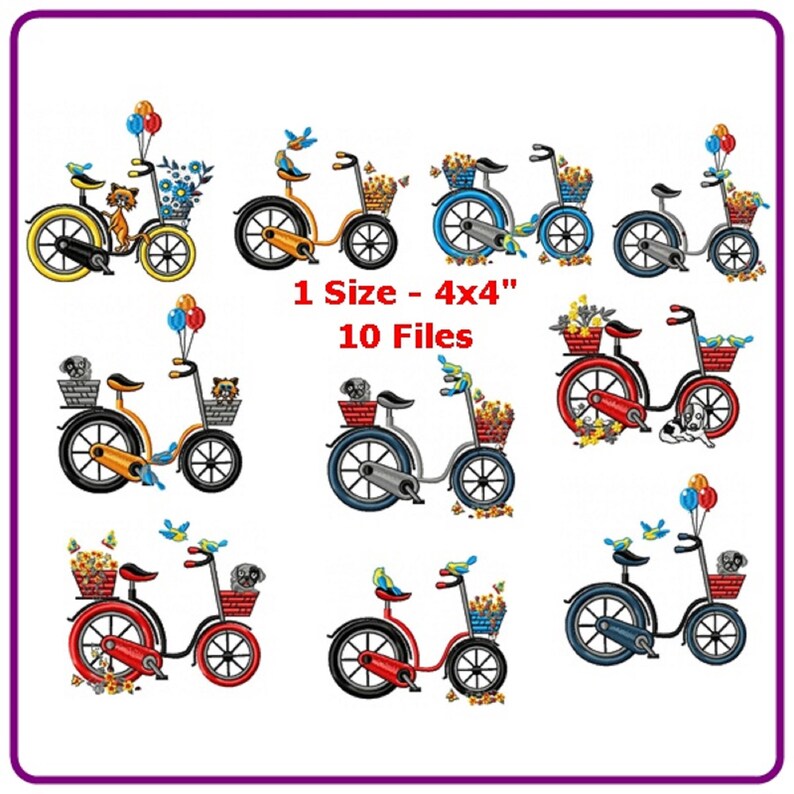 Bicycle Embroidery Designs Machine Embroidery Pattern - Etsy