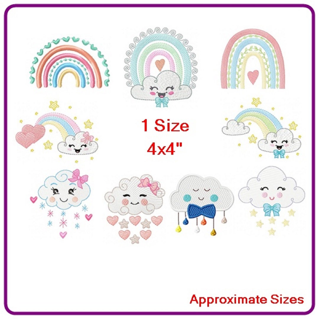 Cloud With Rainbow Embroidery Designs Machine Embroidery Pattern ...