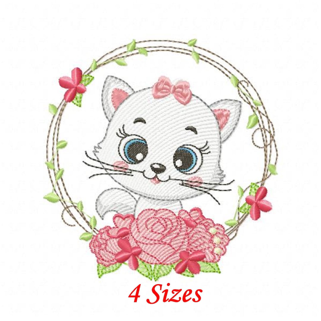 Cat in Te Frame Embroidery Designs Machine Embroidery Pattern - Instant ...