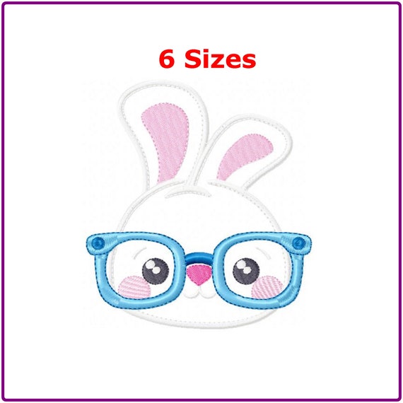 Bunny With Glasses Embroidery Designs Machine Embroidery | Etsy