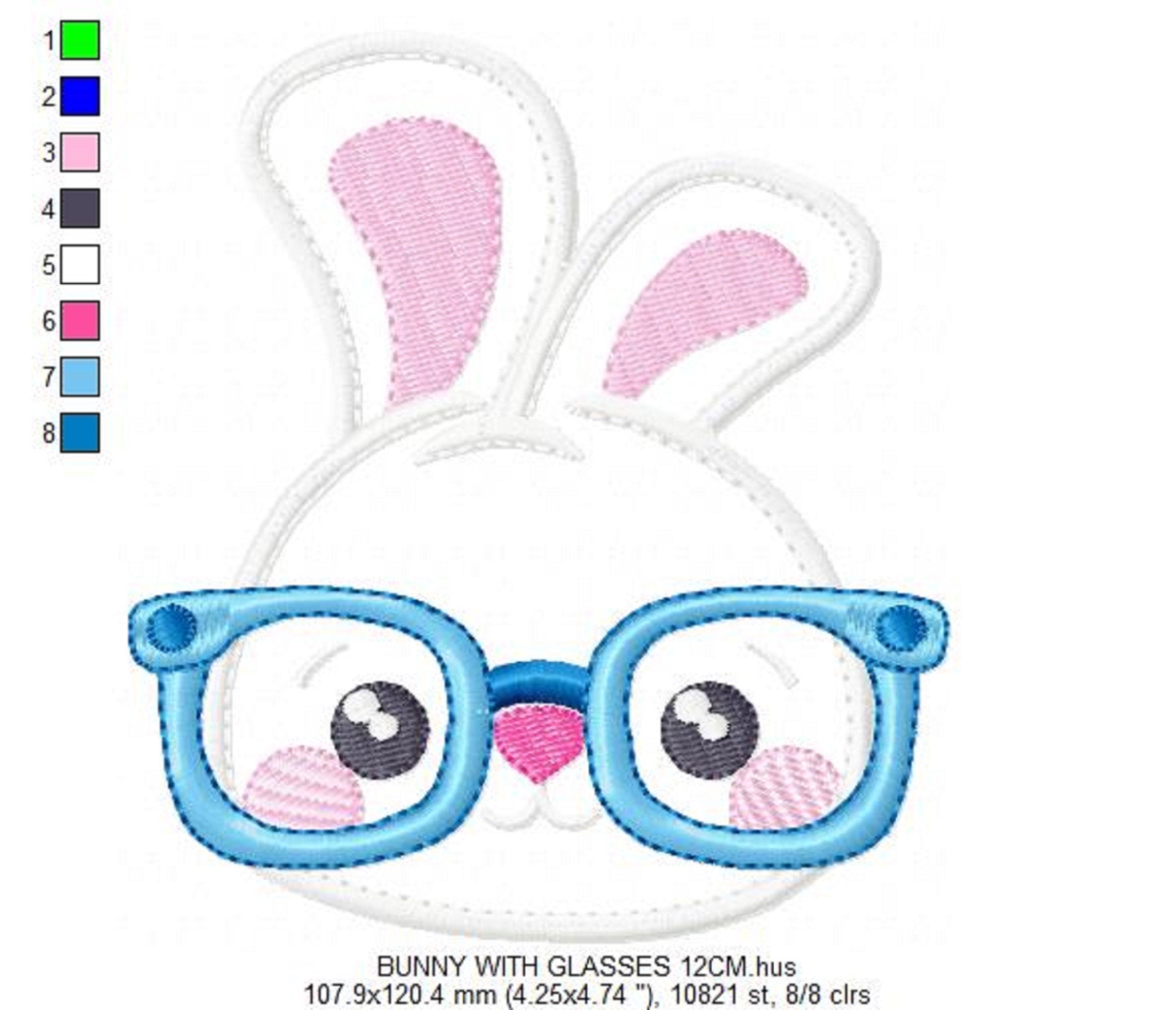 Bunny With Glasses Embroidery Designs Machine Embroidery | Etsy