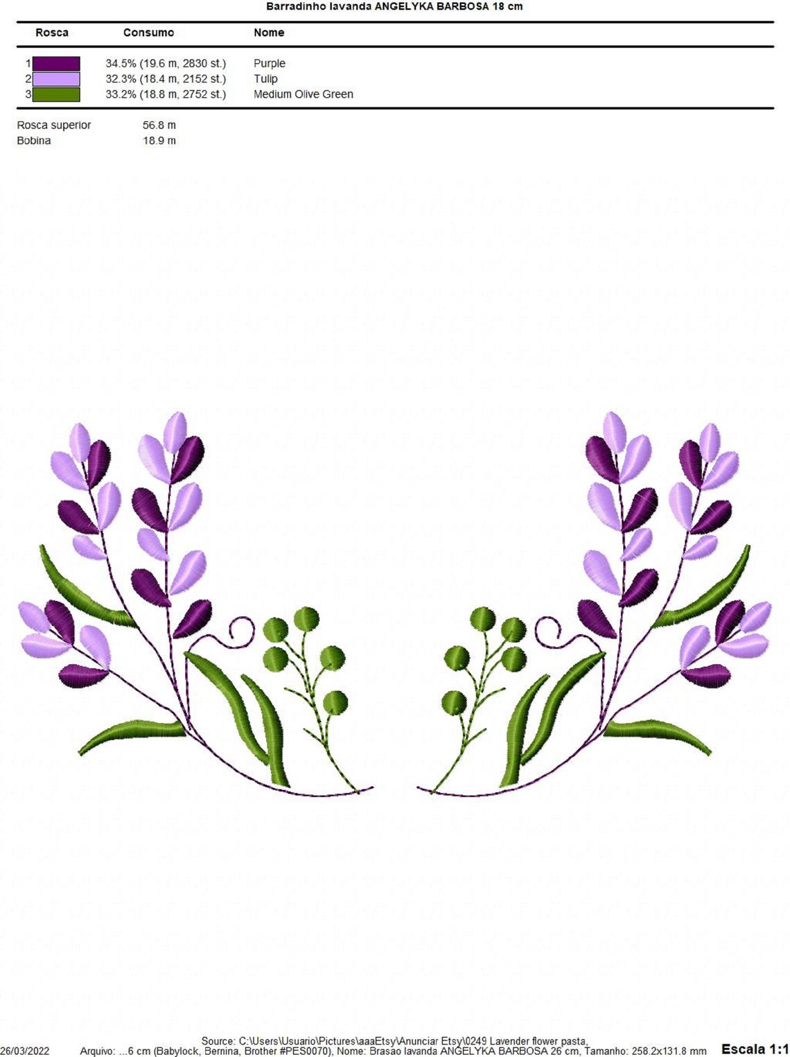 Lavender Flowers Embroidery Designs Machine Embroidery Pattern ...