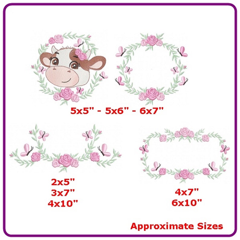 Cow and Frames Designs Machine Embroidery Pattern Instant - Etsy