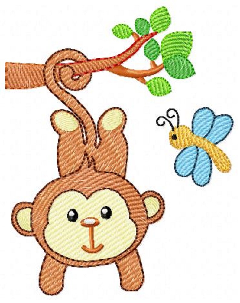 Monkey in the Tree Embroidery Designs Machine Embroidery | Etsy