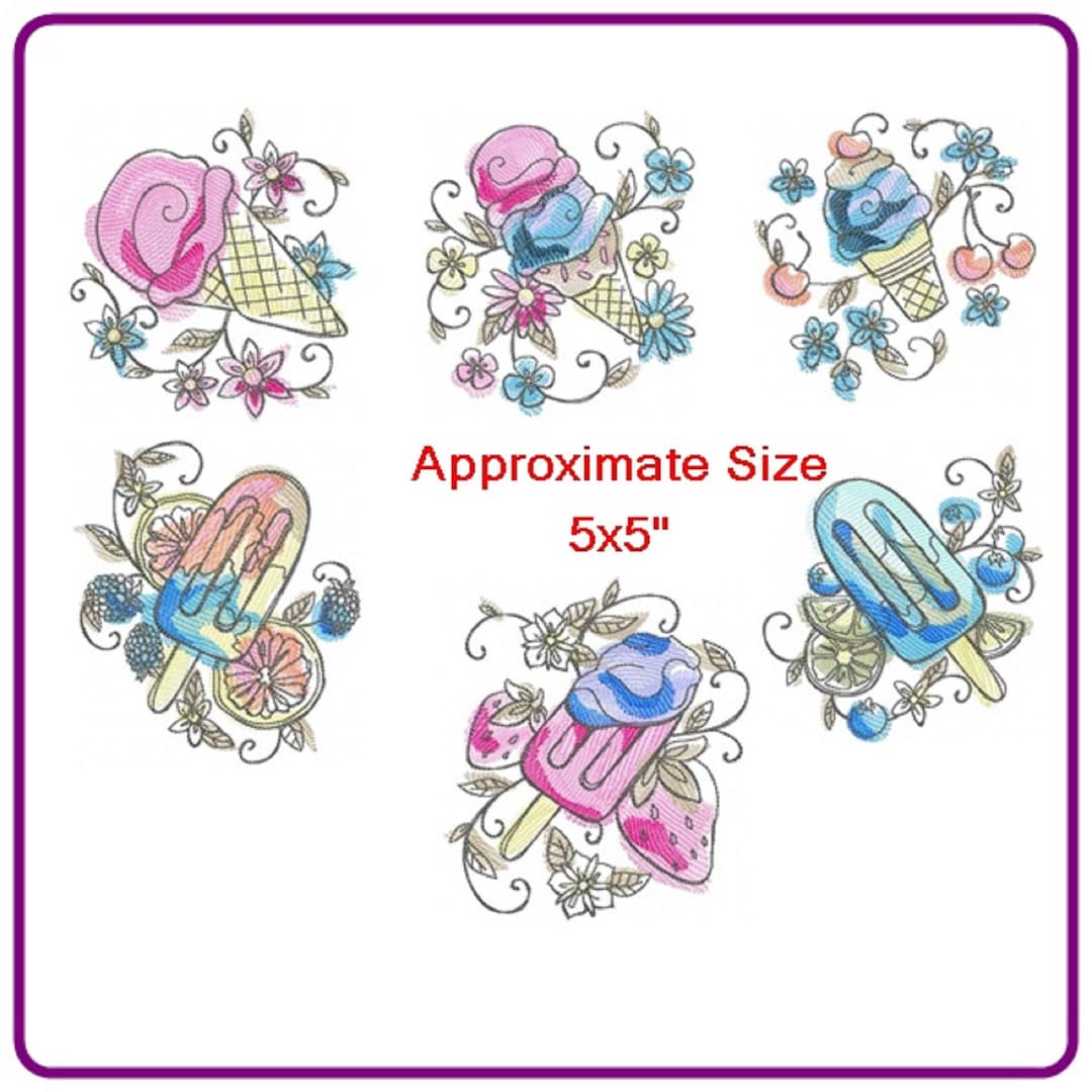 Colorful Ice Cream Embroidery Designs Machine Embroidery Pattern ...