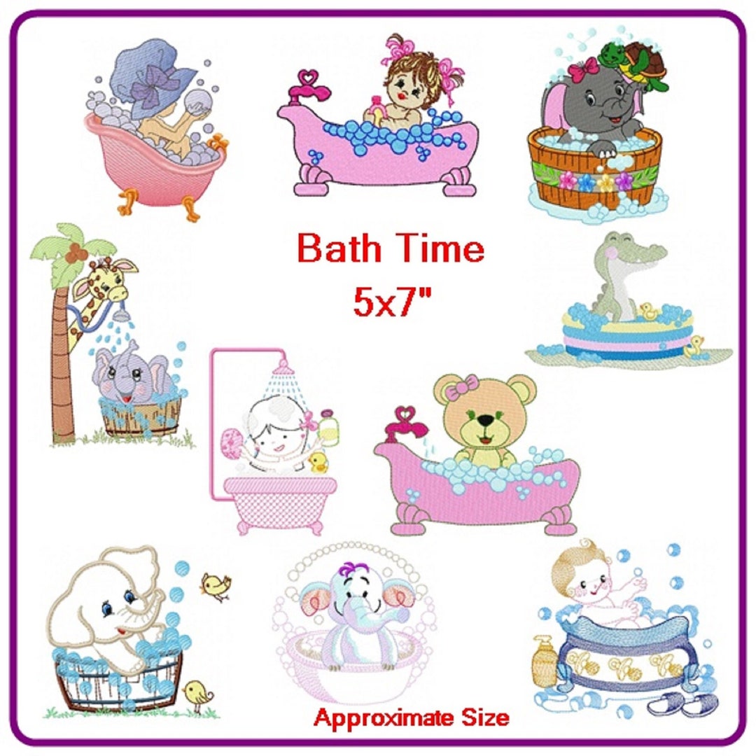 Bath Time Embroidery Designs Machine Embroidery Pattern - Instant ...