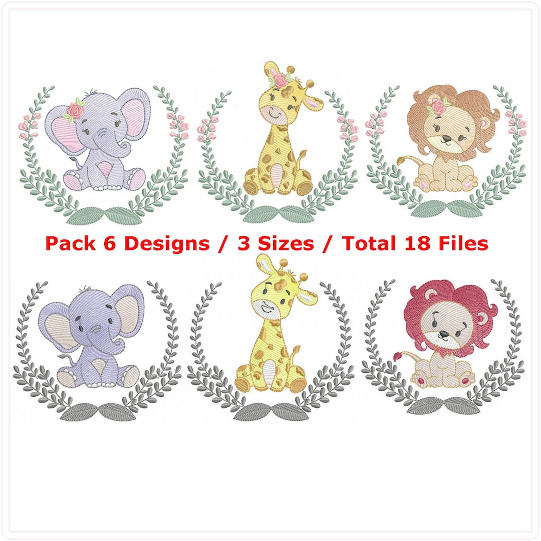 Safari Animals Embroidery Designs Machine Embroidery Pattern - Instant ...
