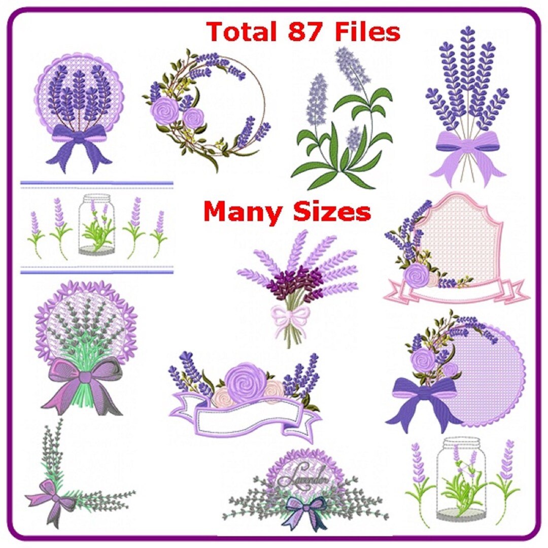 Lavander Flowers Designs Machine Embroidery Pattern - Instant Download ...