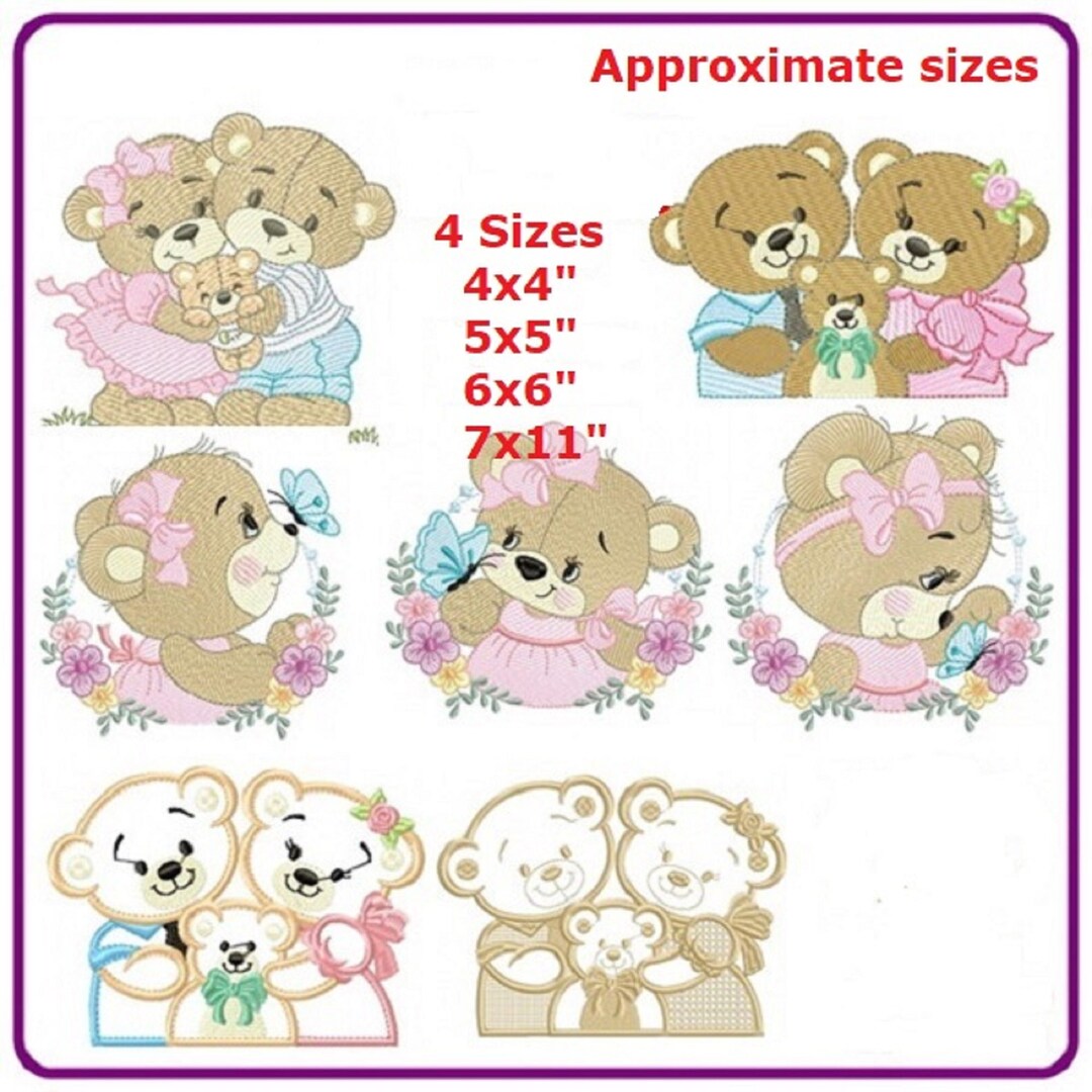 Family of Bears Designs Machine Embroidery Pattern - Instant Download ...
