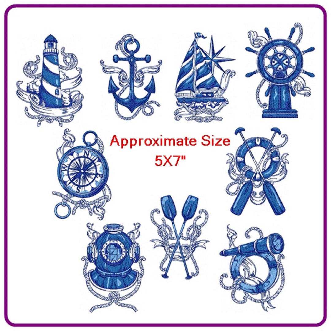 Nautical Designs Machine Embroidery Pattern - Instant Download. - Etsy
