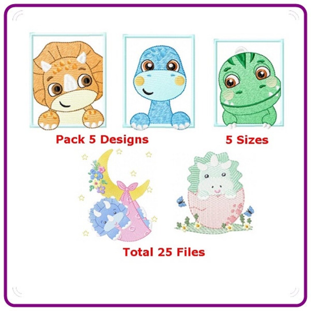 Dinosaurs Animals Embroidery Designs Machine Embroidery Pattern Instant ...