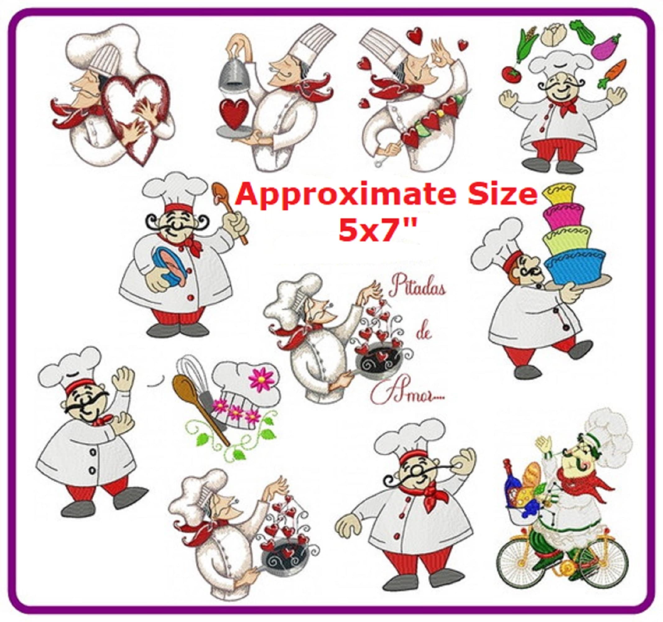 Chefs Embroidery Designs Machine Embroidery Pattern - Instant Download ...