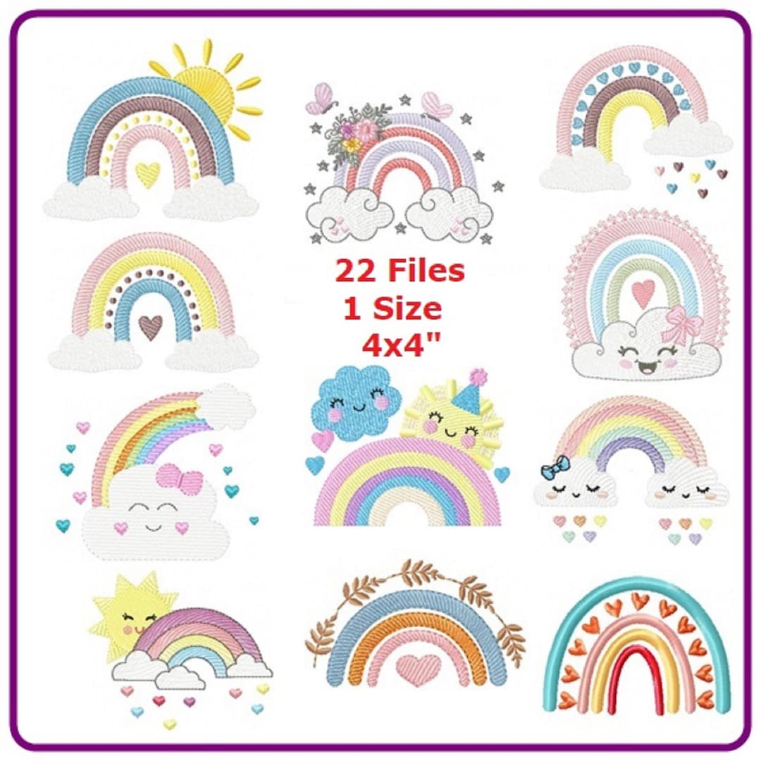 Cloud With Rainbow Embroidery Designs Machine Embroidery Pattern ...