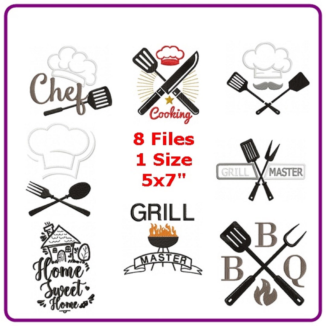 8 Files Chef Days of the Week Embroidery Designs Machine Embroidery ...