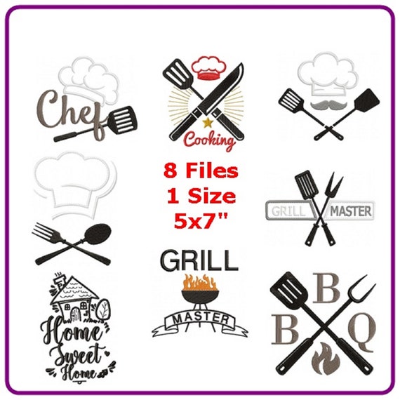 8 Files Chef Days of the Week Embroidery Designs Machine | Etsy