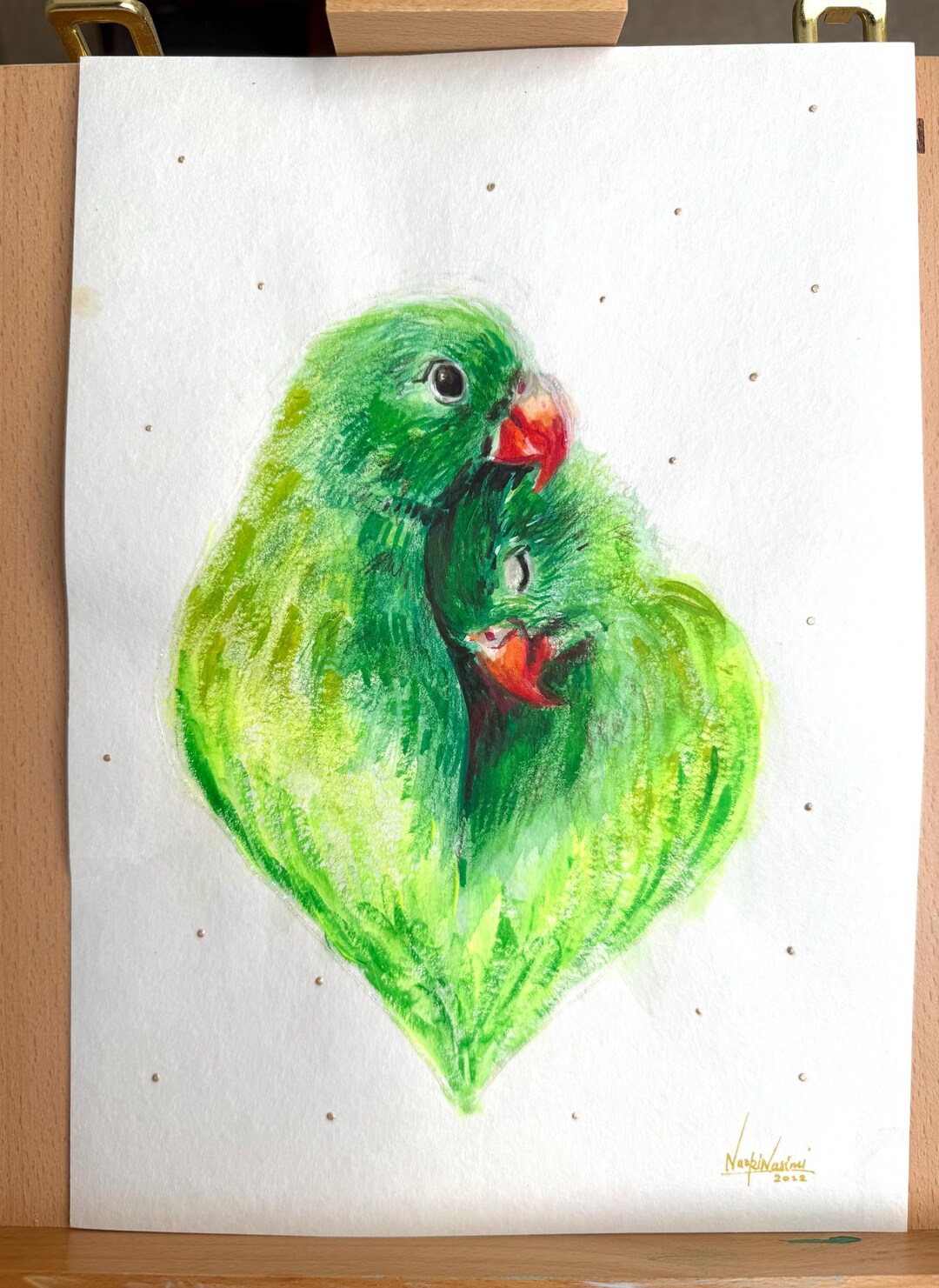 Cute Little Parrot Couple Watercolour Original Artwork, Not a Print ...