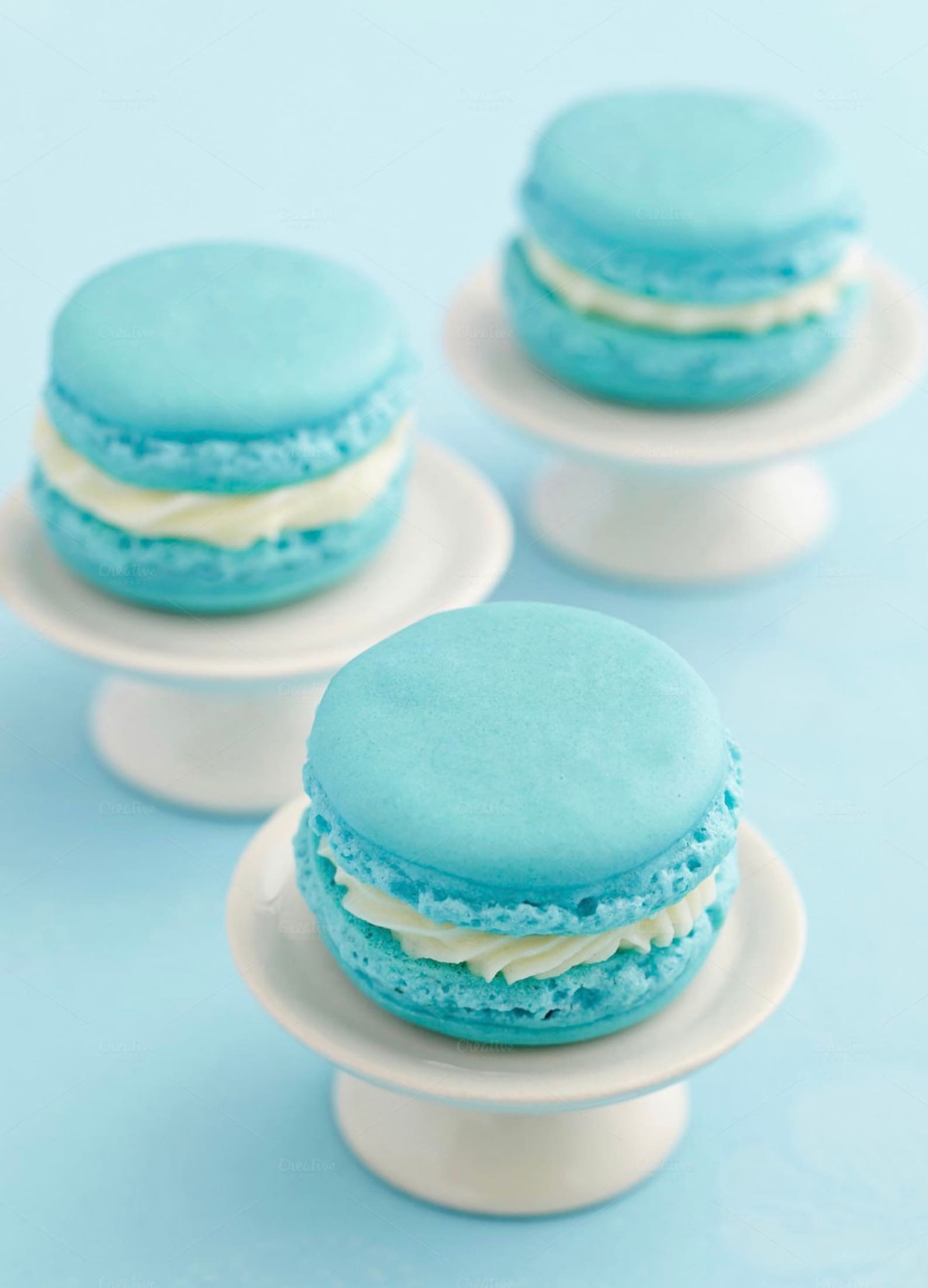6 Pale Blue Macarons - Etsy UK
