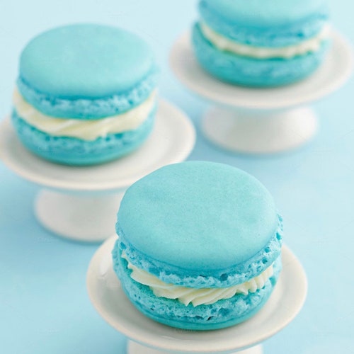 6 Pale Blue Macarons | Etsy