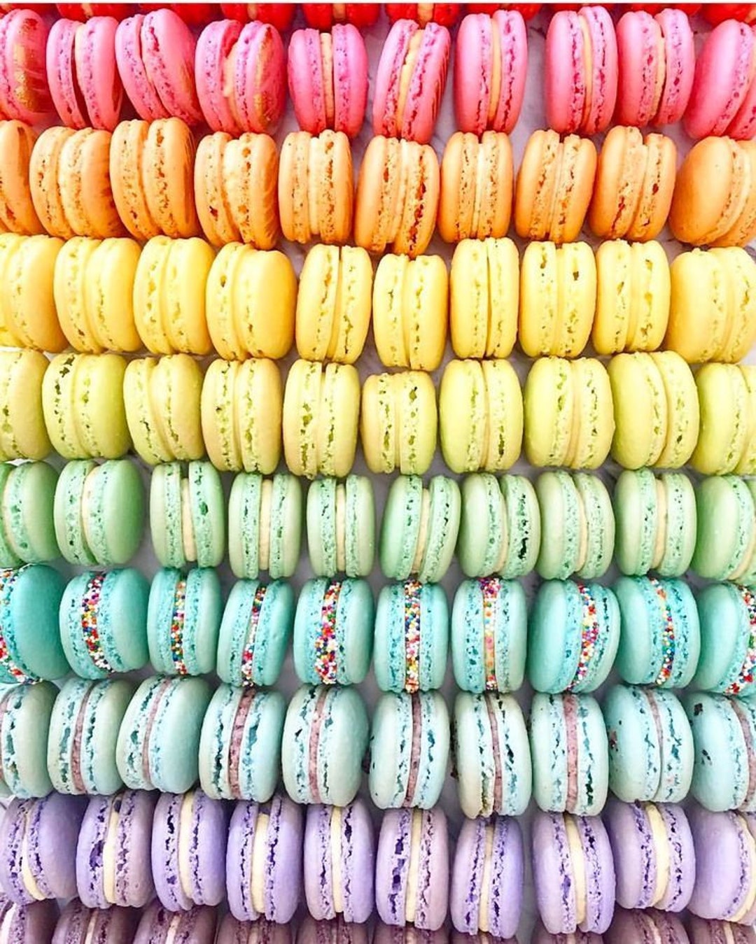 6 Rainbow Macarons - Etsy