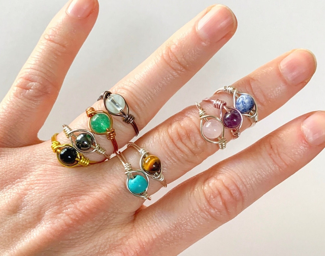 Dainty Wire Wrapped Round Gemstone Ring | Gemstone Jewelry | Simple ...