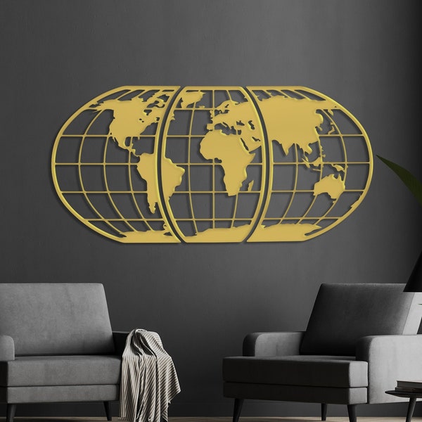 Metal World Map - Etsy