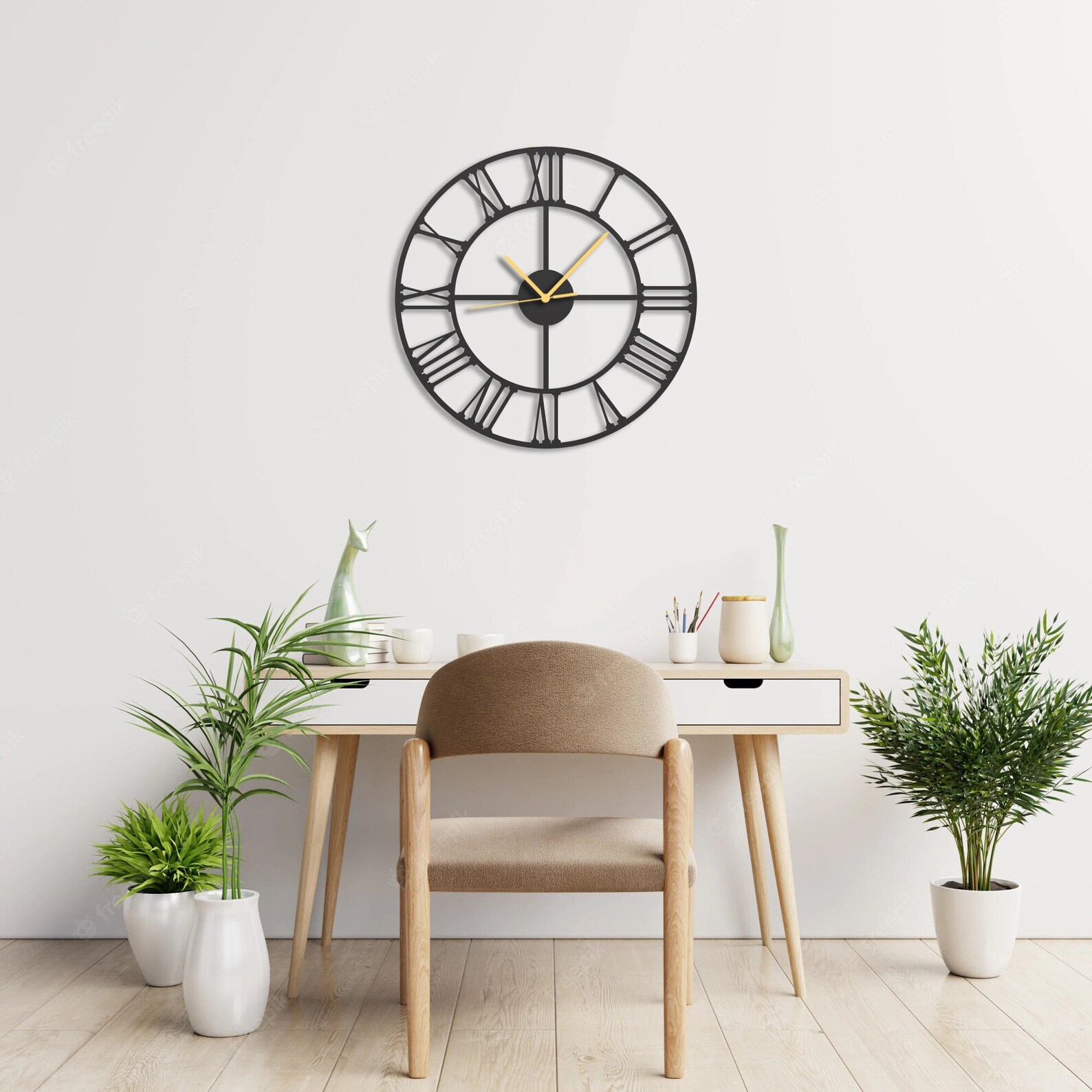 Roman Numeral Metal Wall Clock, Roman Oversized Metal Wall Clock ...