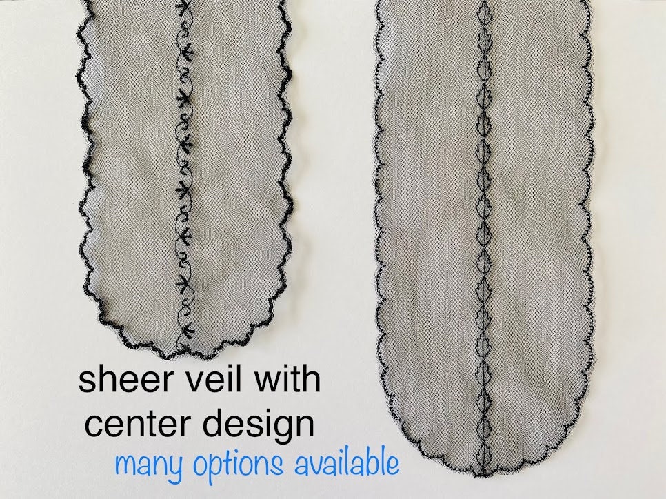 Sheer Veil With Embroidered Center Design - Etsy