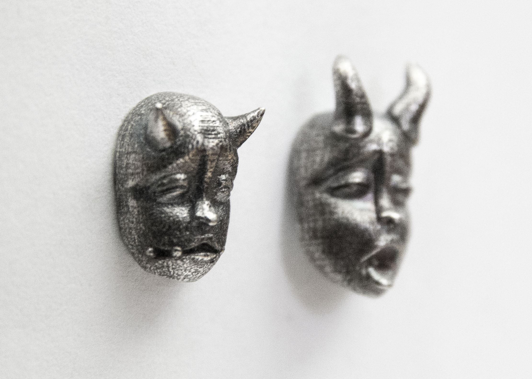 Demon Earrings Gothic Metal Stud Rings With Two Devils - Etsy