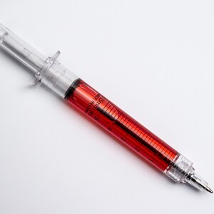 5 Syringe Shaped Pens - Ballpoint Pens Shaped Like Syringes of Blood - Etsy