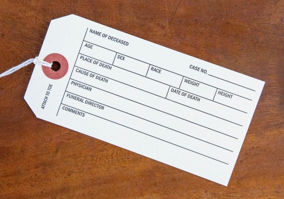 10 Real Morgue Toe Tags 10 Blank Mortuary Cards | Etsy UK