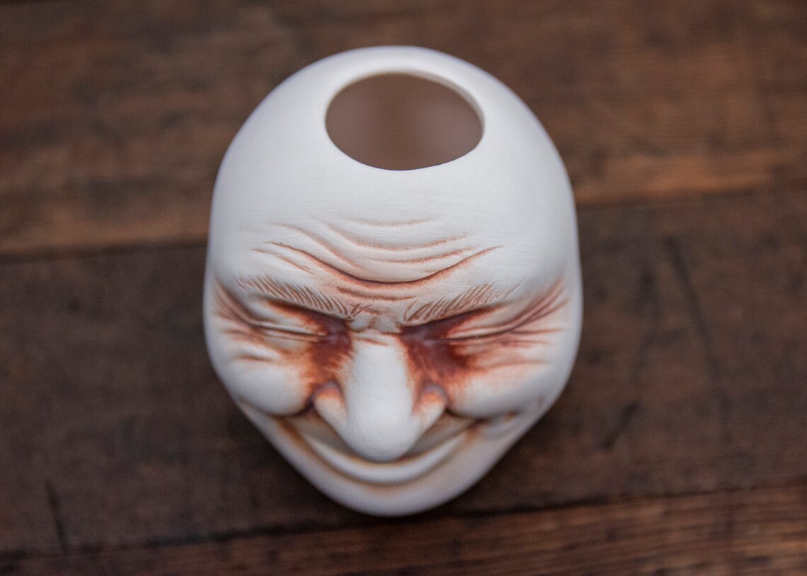 Clay Vase Shaped Like a Head - Surreal Modernist Creepy Pottery Jar ...
