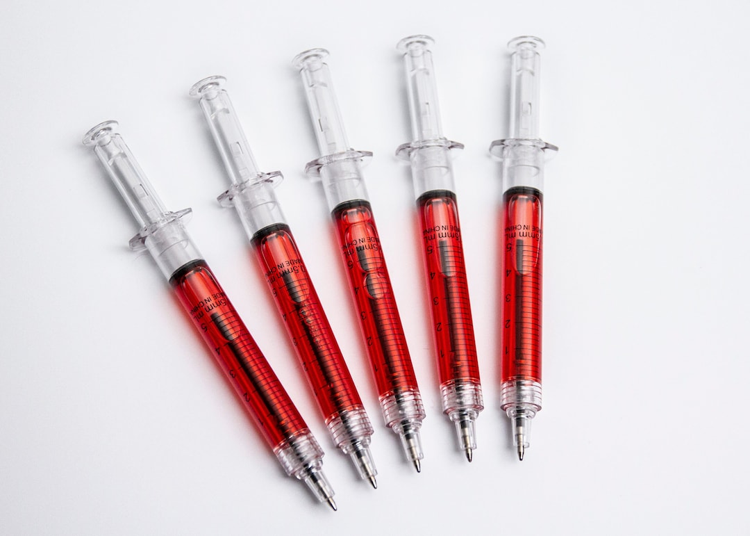 5 Syringe Shaped Pens - Ballpoint Pens Shaped Like Syringes of Blood - Etsy