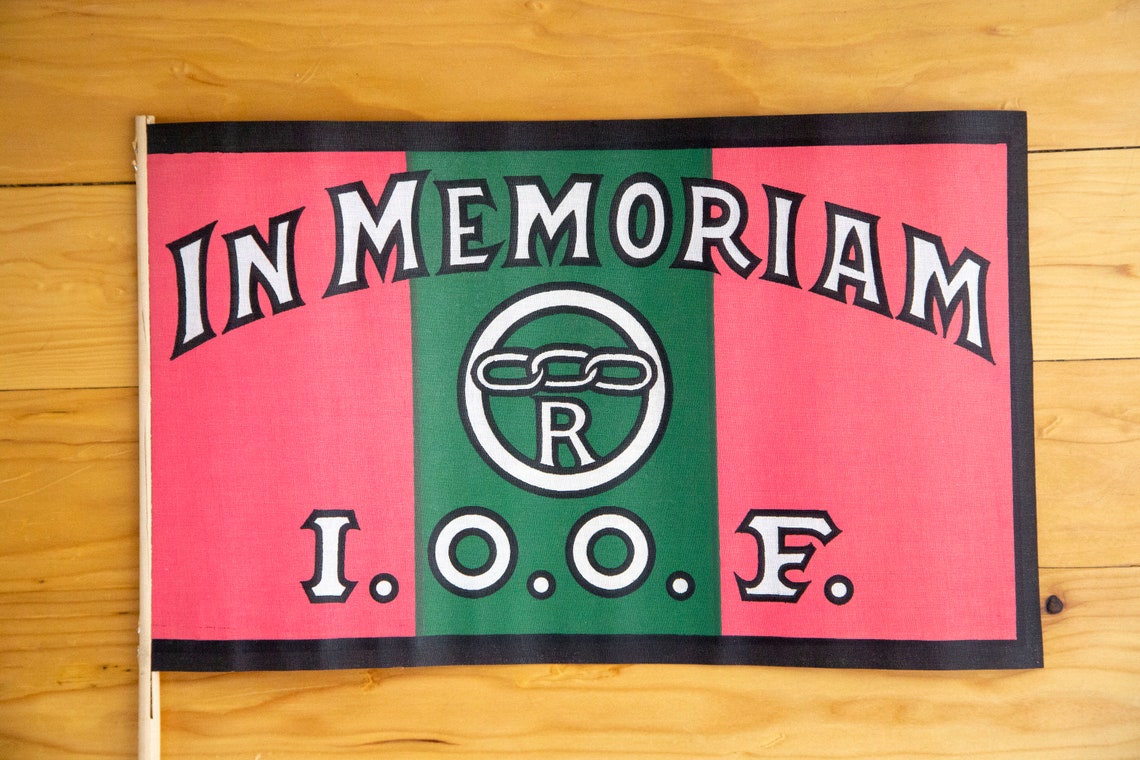 1900s Antique in Memoriam Funeral Oddfellows Flag - Vintage IOOF Banner ...
