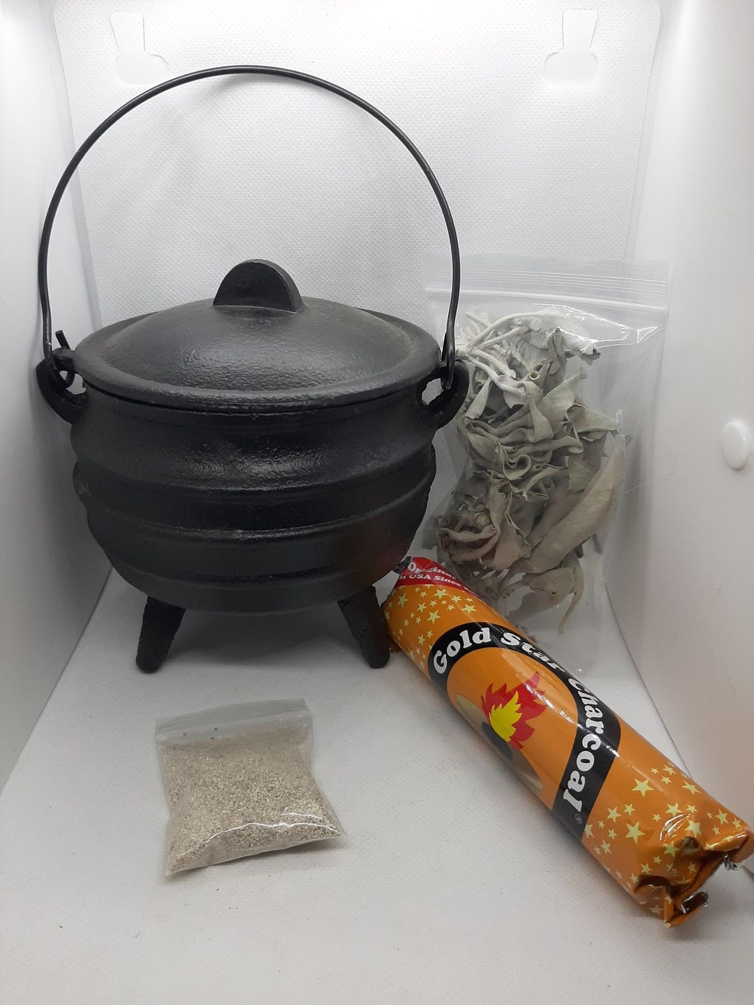Large Cauldron + Incense, Charcoal and Sage - Etsy