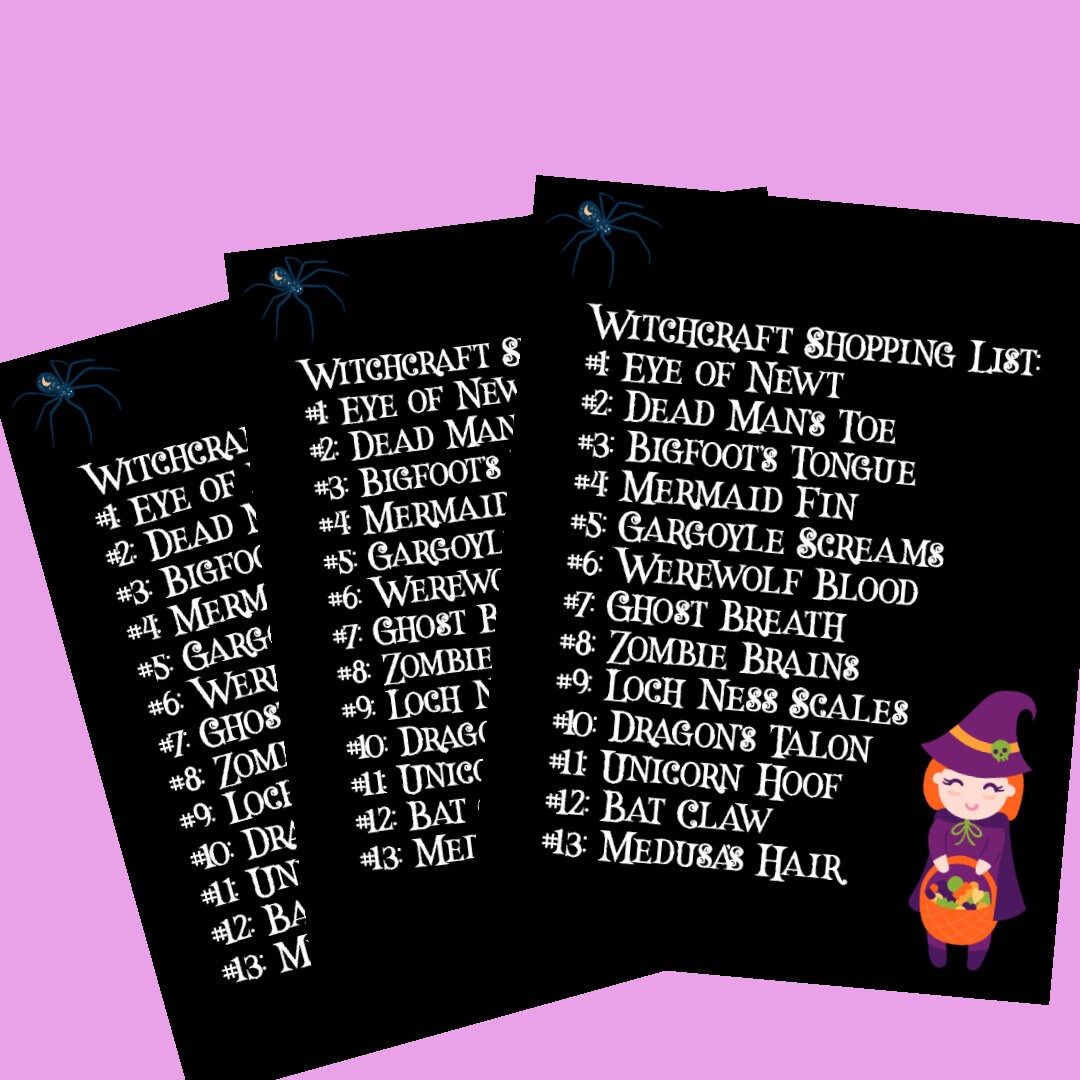 Witchcraft Shopping List Halloween Digital Art - Etsy