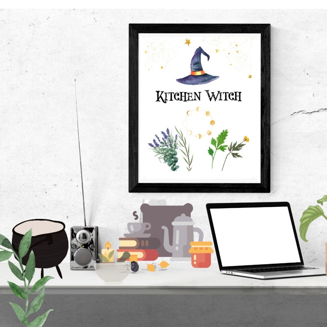 Kitchen Witch Art Prints Digital Halloween Witchcraft - Etsy
