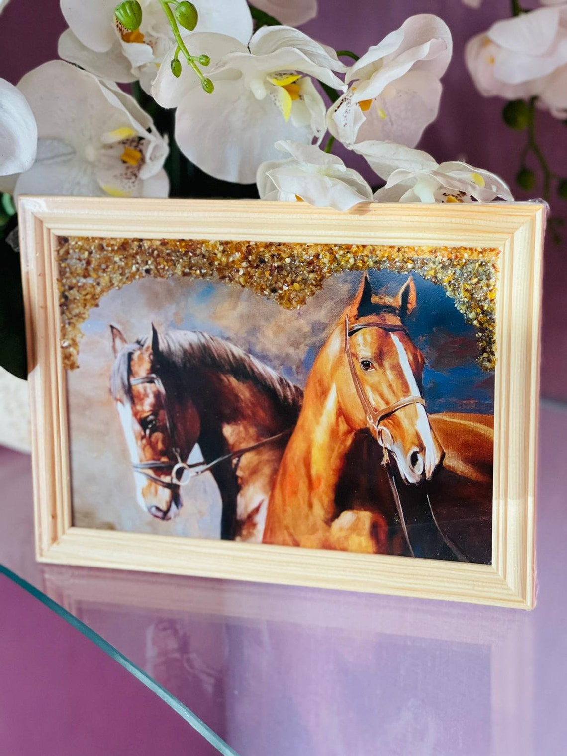 Horse Amber Painting. Gift Painting of Animals. Amber - Etsy