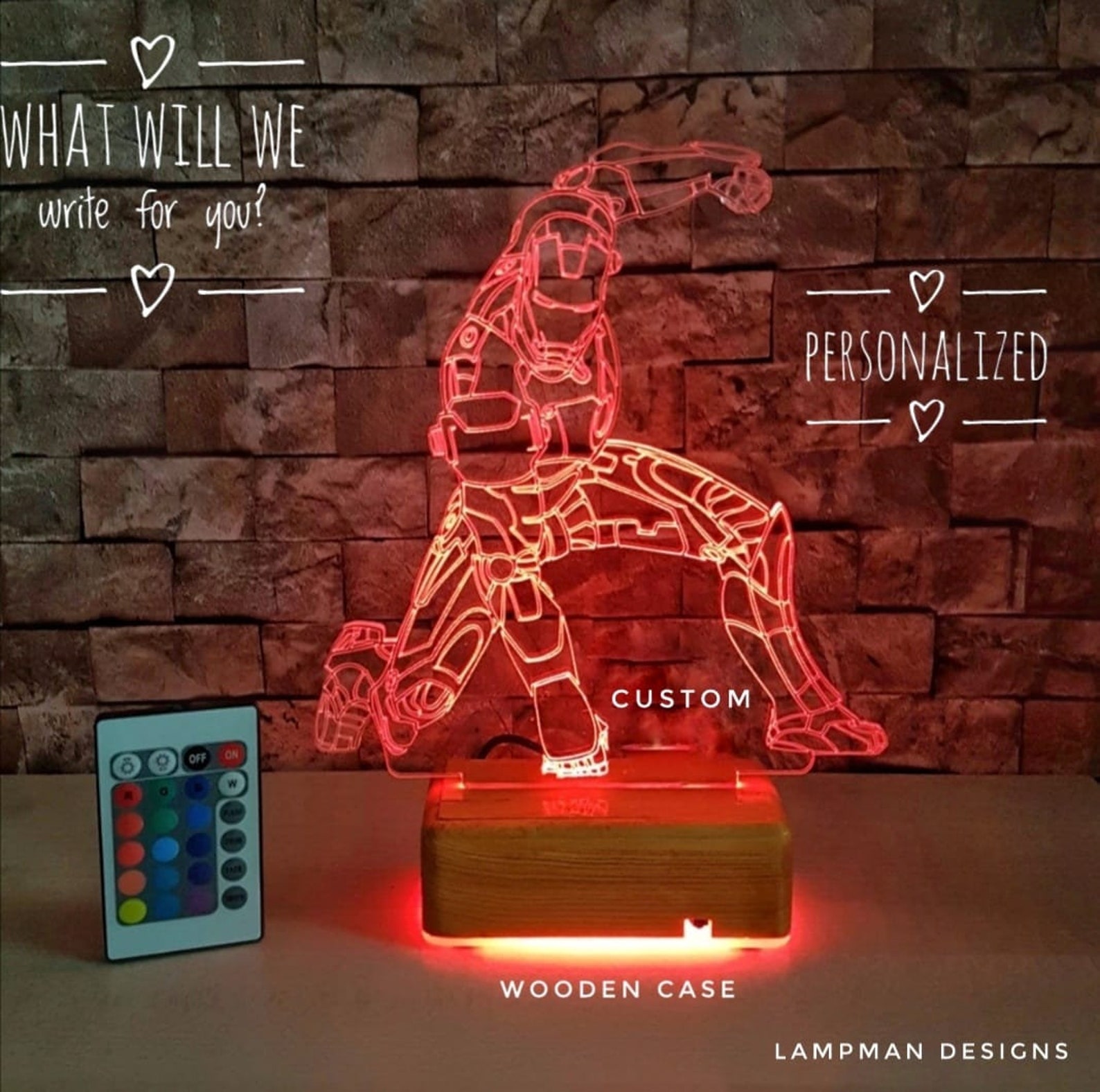 Iron Man 3D Led Lamp Personalized Gift,customised Lamp,birthday Gift ...