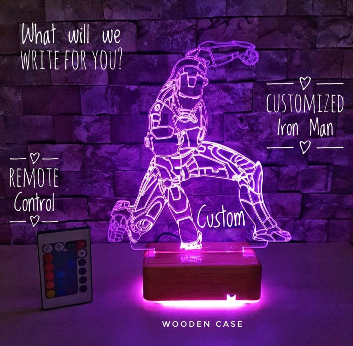 Iron Man 3D Led Lamp Personalized Gift,customised Lamp,birthday Gift ...