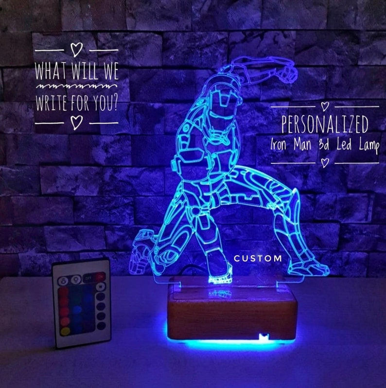 Iron Man 3D Led Lamp Personalized Gift,customised Lamp,birthday Gift ...