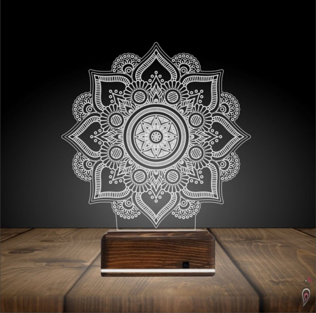 Home & Living Table Lamps Mandala Led Light Yoga Lover Light Mandala ...
